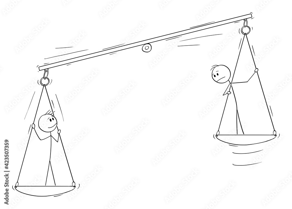 Two Persons on Balance Scale, Employee Potential, Human Rights, Vector ...