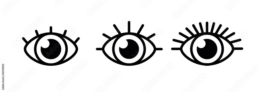 Modern lashed eye icon set. Creative eye icon in modern line style for ...