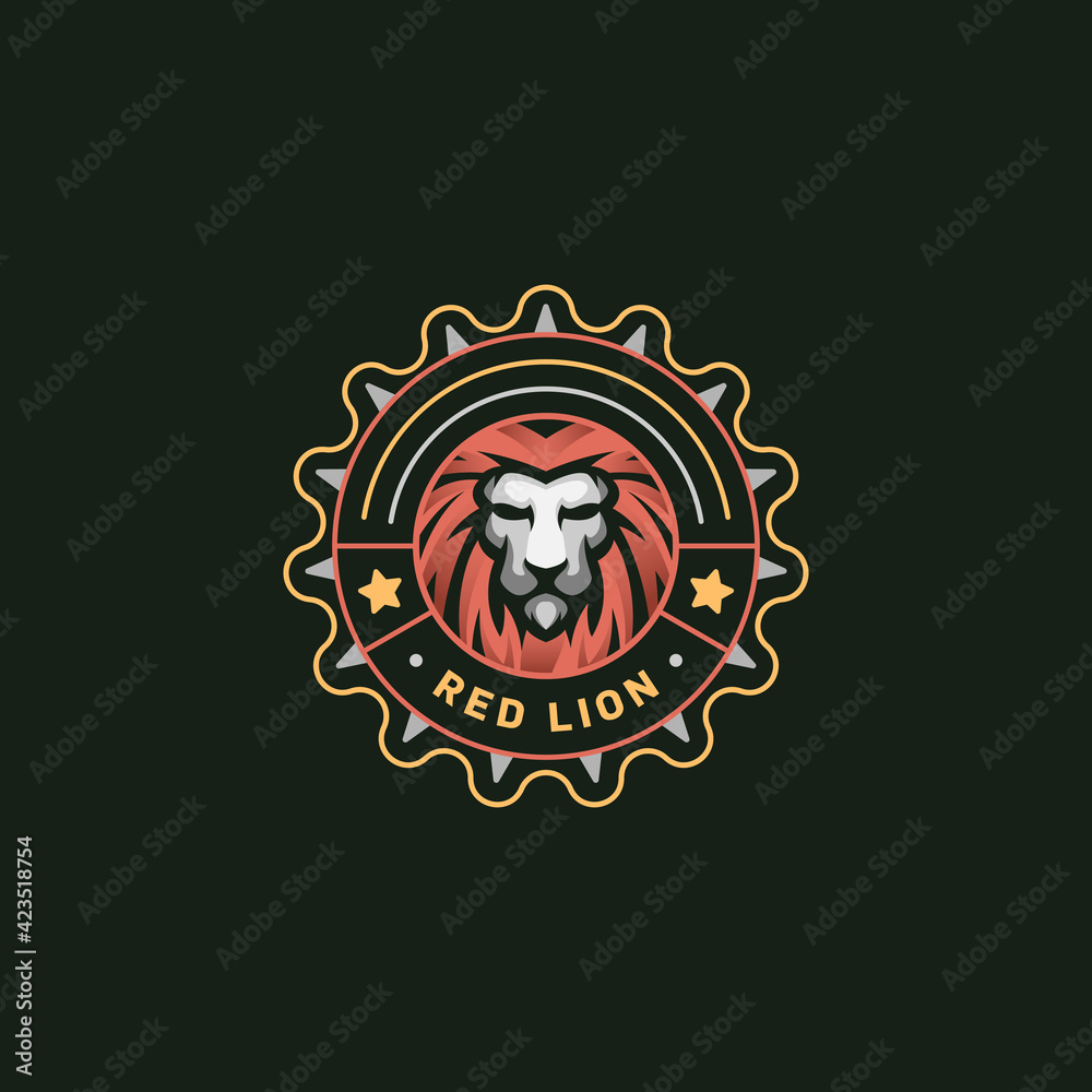 Red lion logo template Stock Vector | Adobe Stock