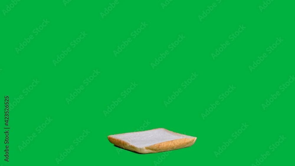Stop motion animation stack whole wheat bread rotation on chroma key ...