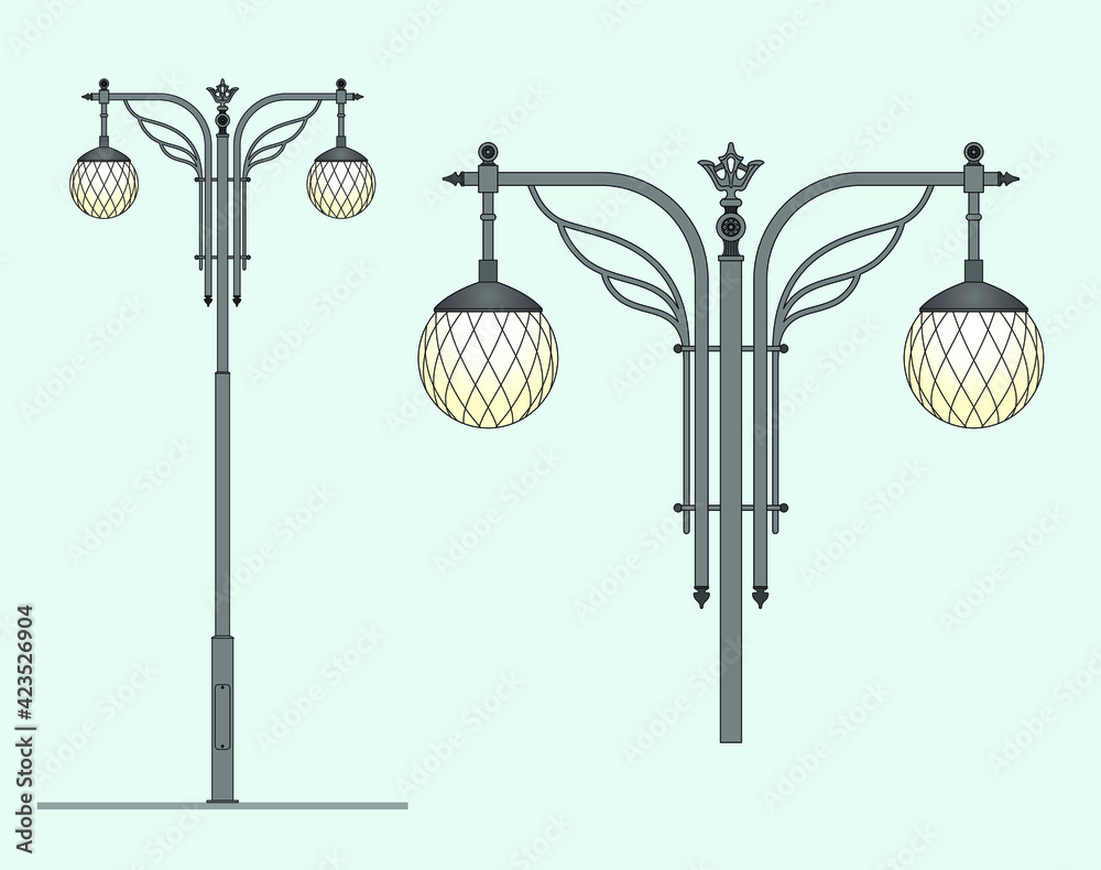 Vetor de Classic street lamp. Outdoor lighting of the city. Urban ...