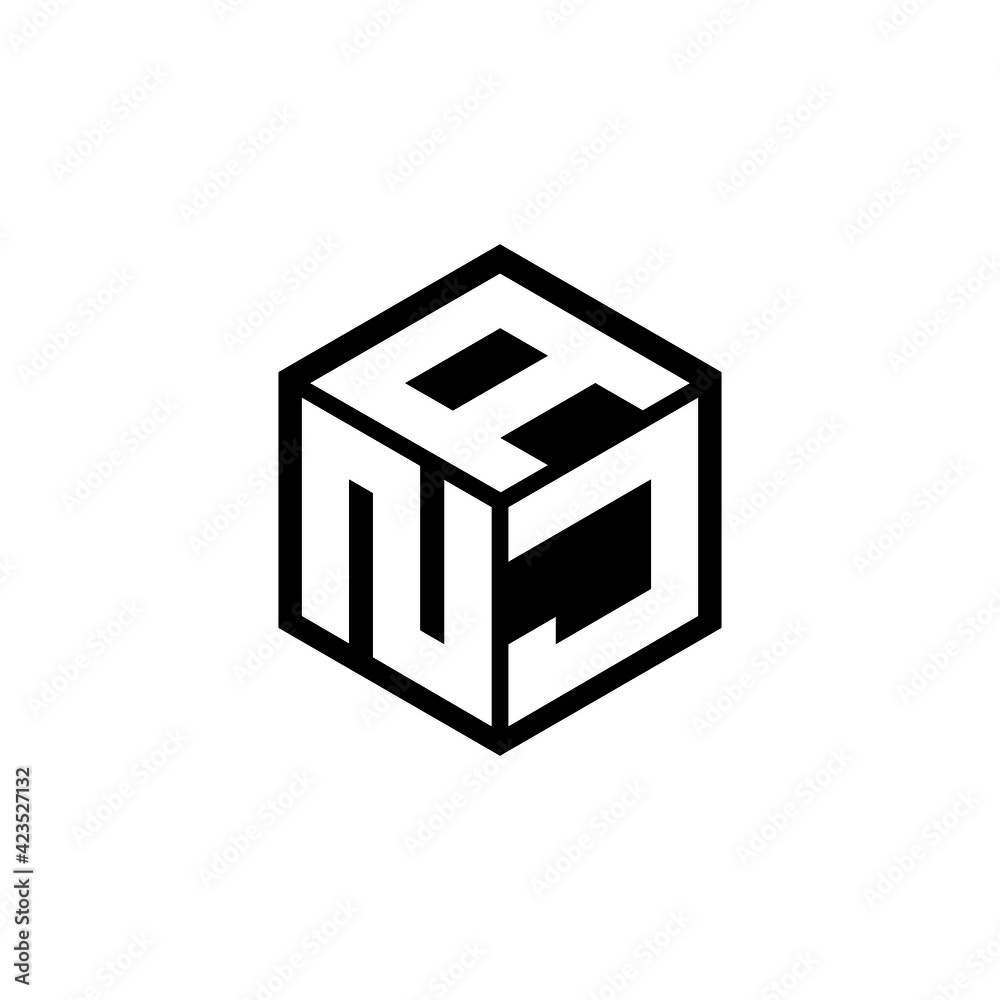 NJA letter logo design with white background in illustrator, cube logo ...