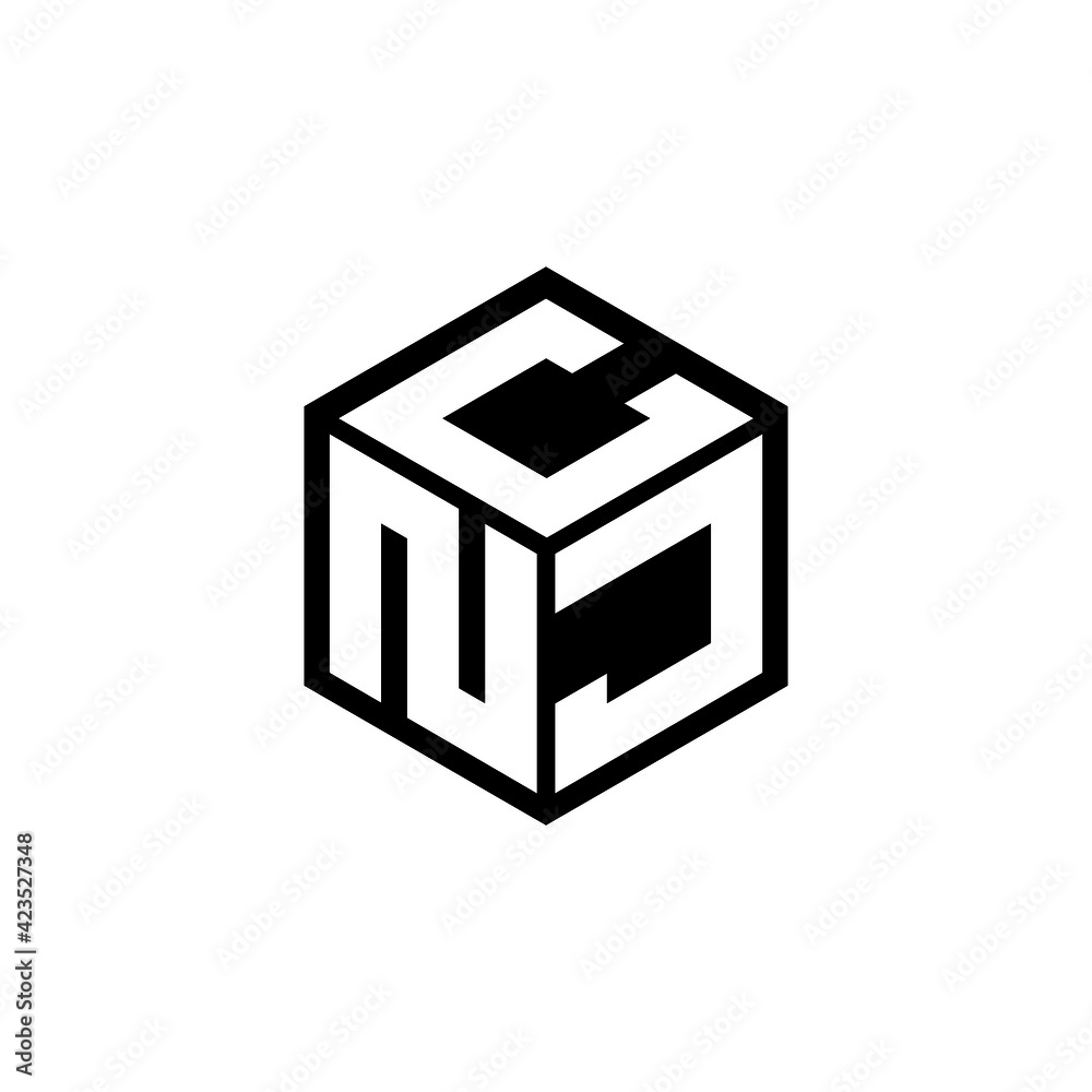 NJC letter logo design with white background in illustrator, cube logo ...
