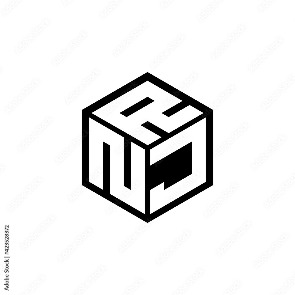 NJR letter logo design with white background in illustrator, cube logo ...