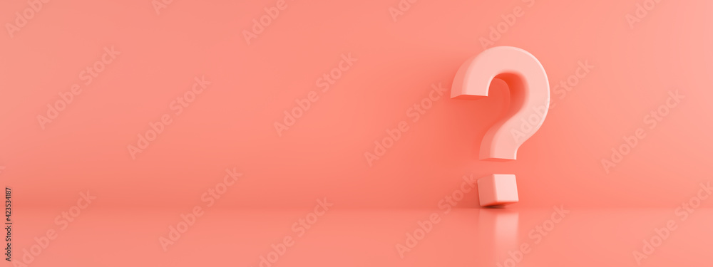 Pink pastel color question mark isolate on pink background with shadow ...