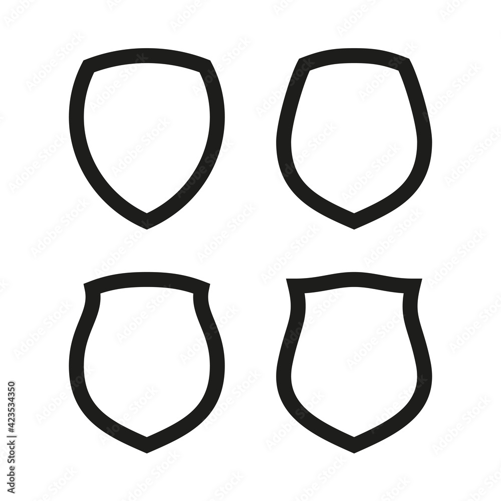 Protect guard shield plain line concept. Outline shield badge. Safety ...