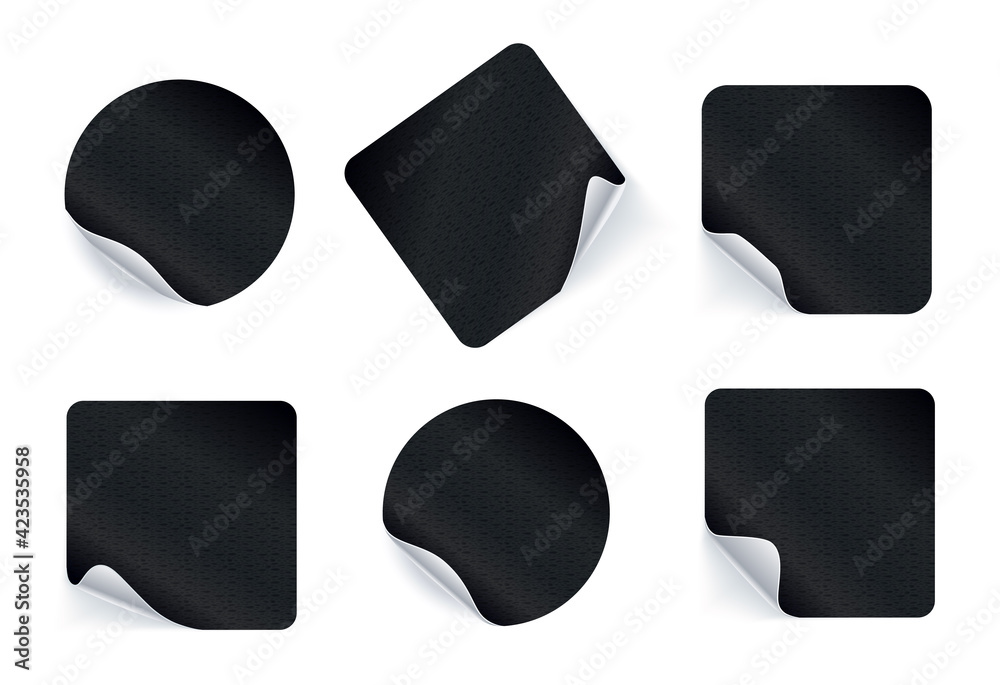 Set of adhesive stickers. Realistic empty sticky labels or price tags ...