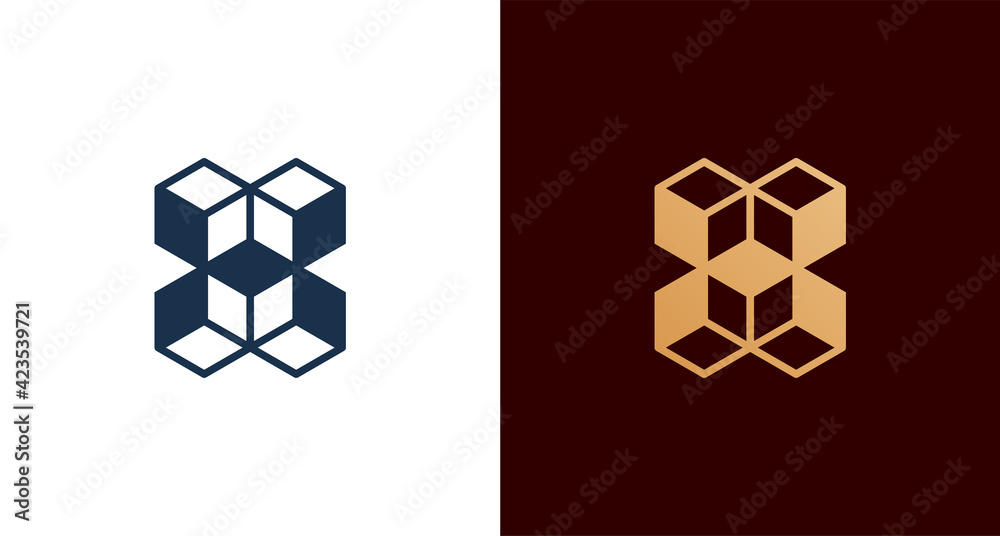 Abstract cube letter H logo, elegant H initial with construction ...