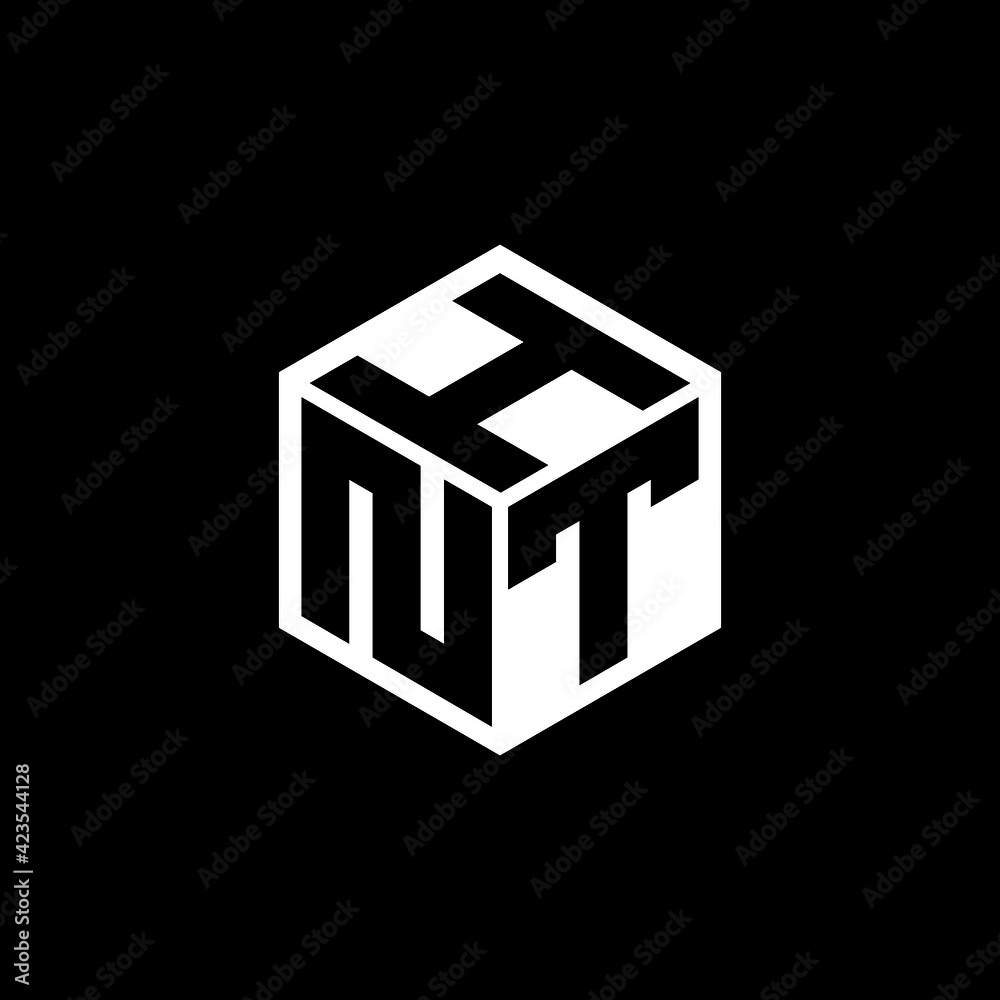 NTH letter logo design with black background in illustrator, cube logo ...