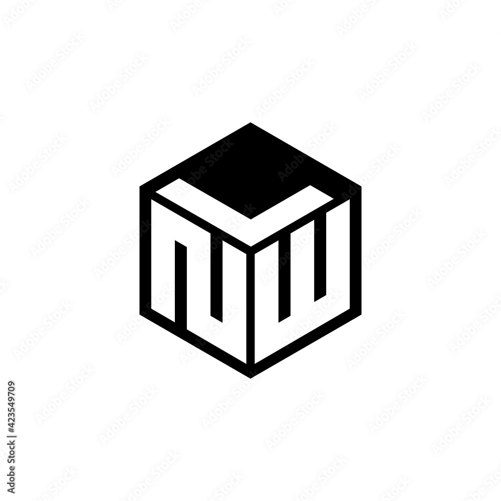 NWL letter logo design with white background in illustrator, cube logo ...
