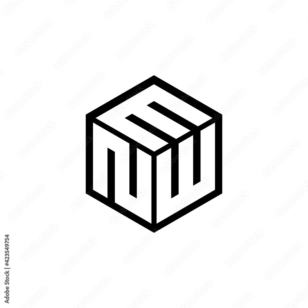 NWM letter logo design with white background in illustrator, cube logo ...