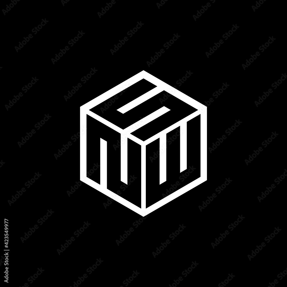 NWS letter logo design with black background in illustrator, cube logo ...