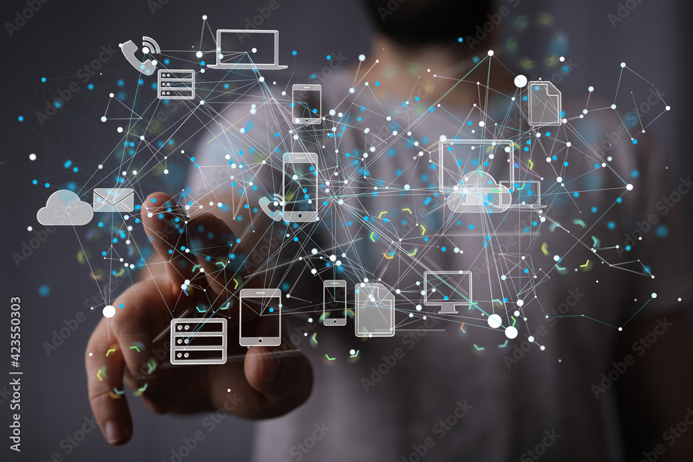 database data Cloud technology. Integrated digital web concept ...