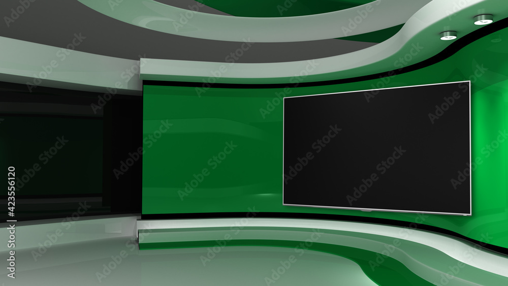TV studio. Green studio. Green background. News studio. The perfect ...