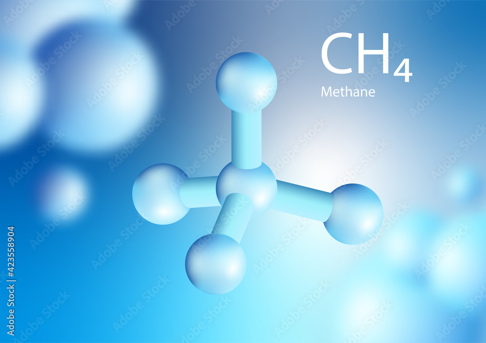 Blue 3D shape of Methane is a chemical compound with the chemical ...