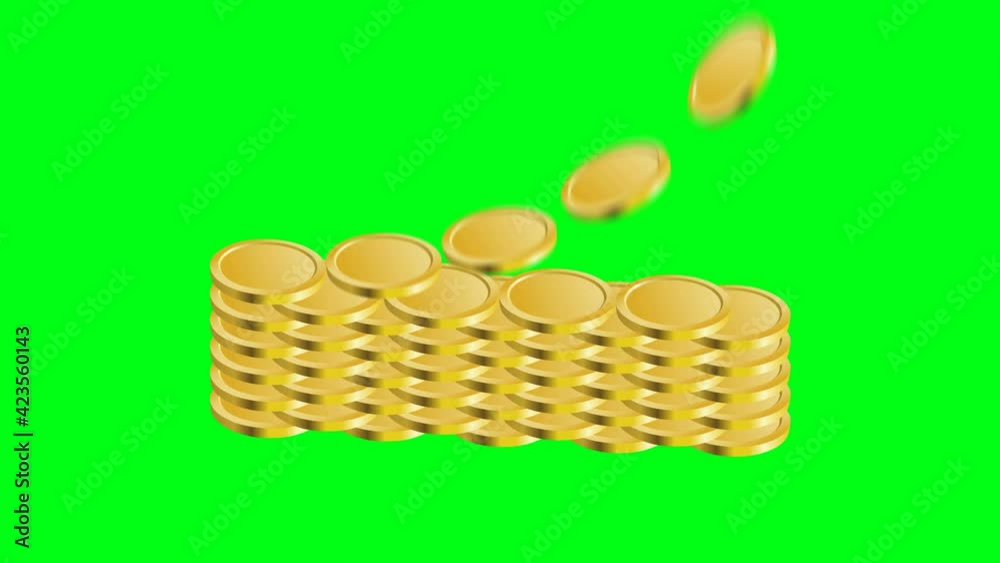 Stacked coins on green screen animation. Finance business investment ...