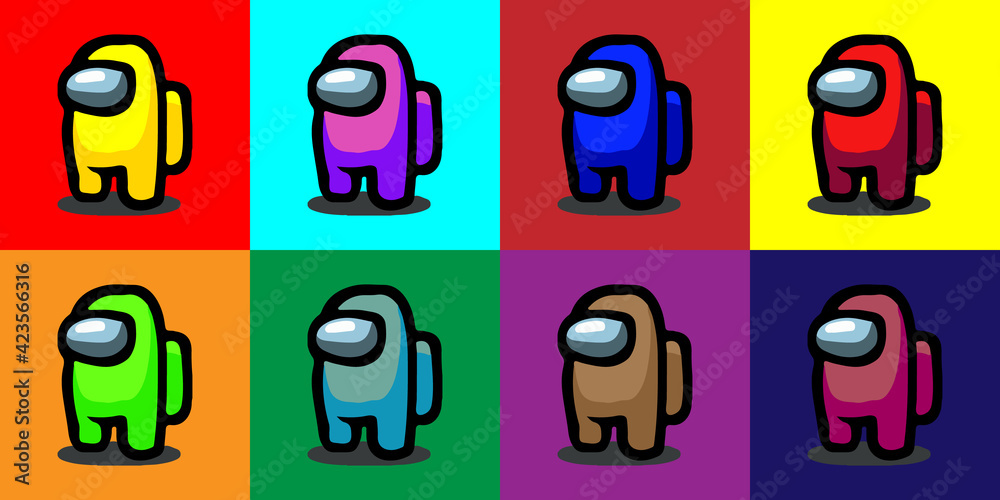Online game Among Us - multicolor characters. Vector illustration ...