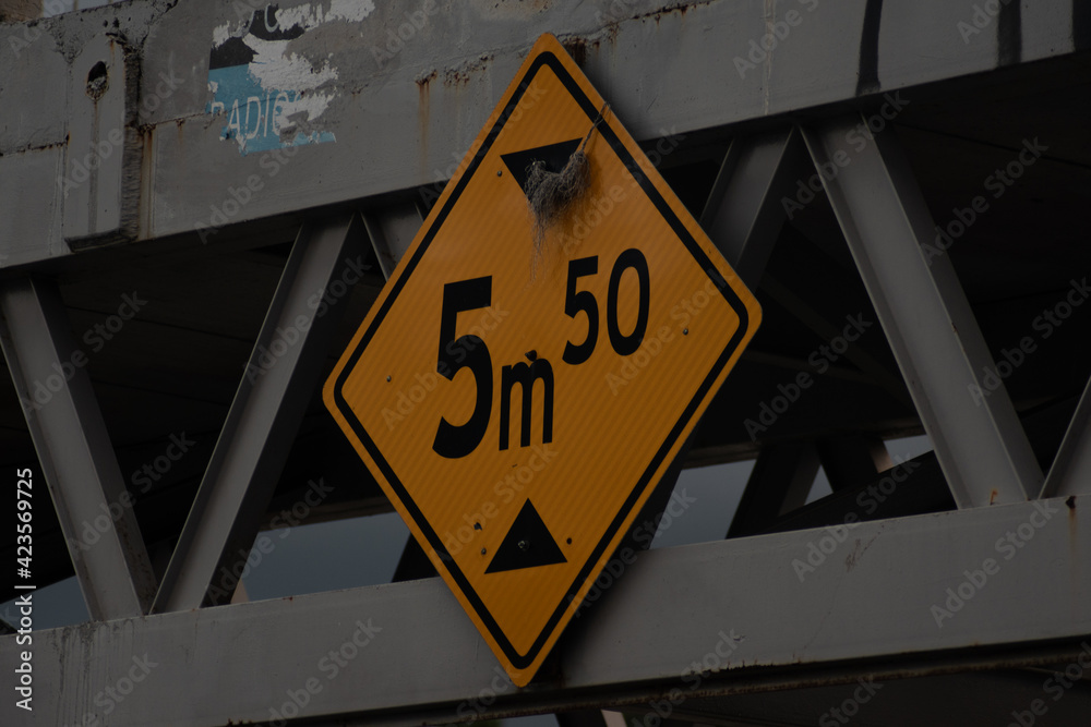 traffic sign of maximum height on a bridge Stock Photo | Adobe Stock