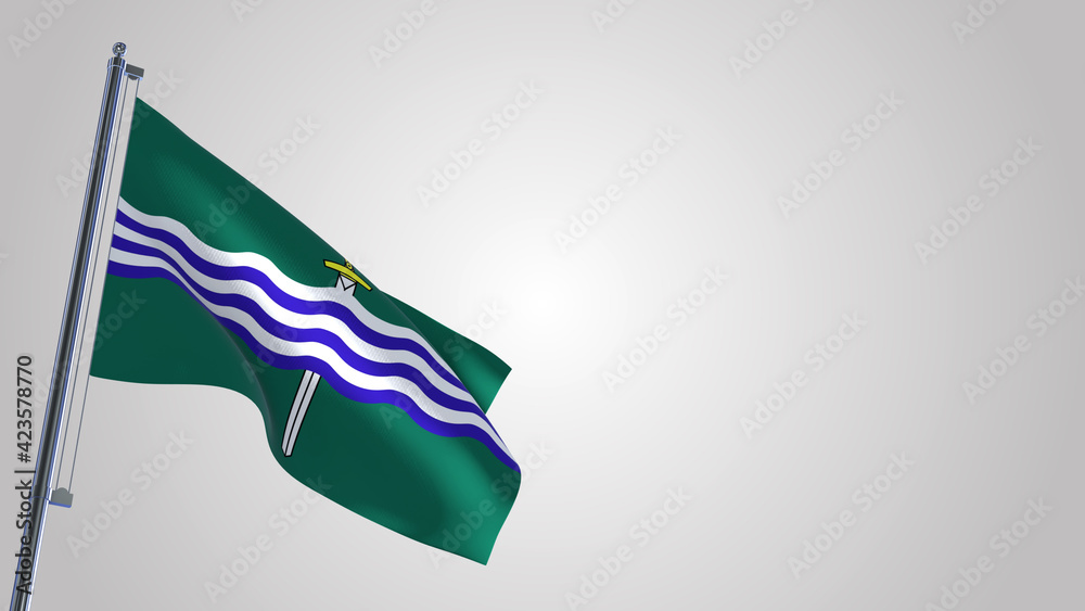 Peterborough Ontario 3D waving flag illustration on a realistic metal ...