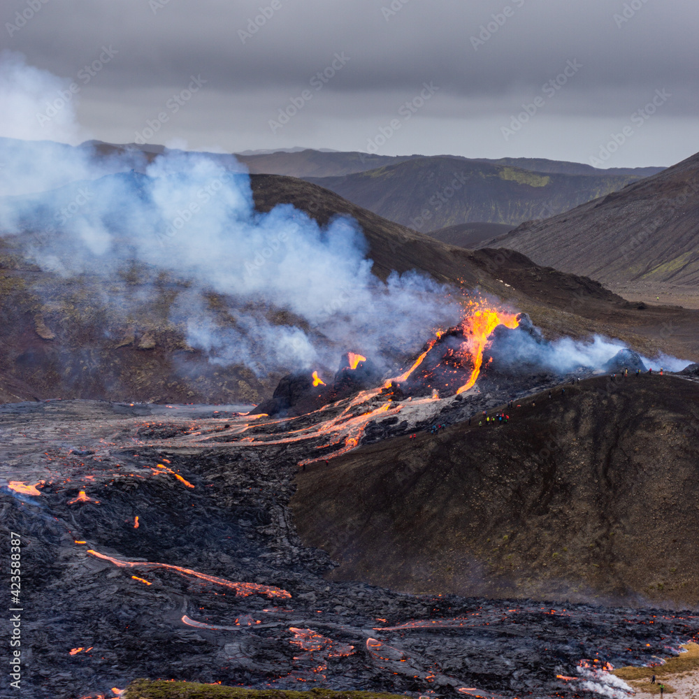 A small volcanic eruption in Mt Fagradalsfjall, Southwest Iceland, in ...