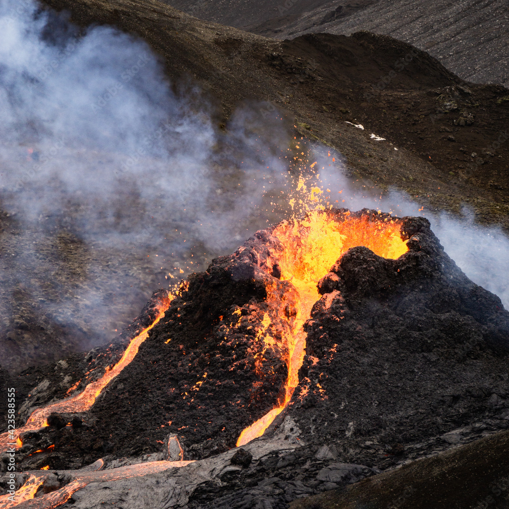 A small volcanic eruption in Mt Fagradalsfjall, Southwest Iceland, in ...