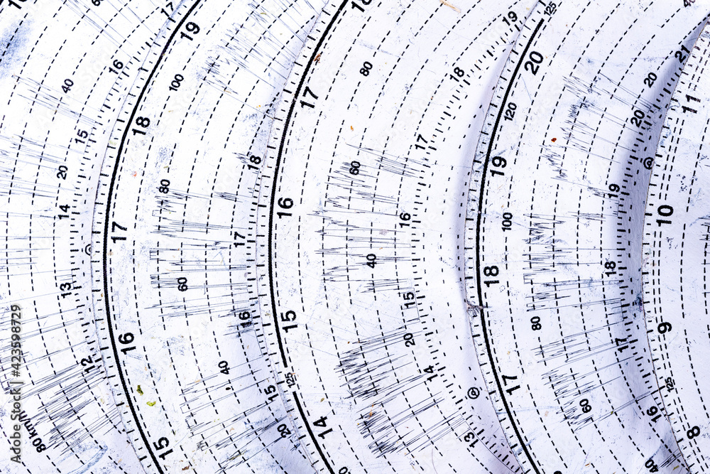 Old tachograph charts. Record of working time of professional drivers ...