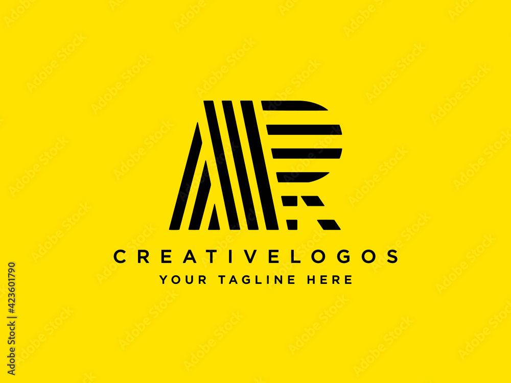 Alphabet Letter AR, Letter AR Initials, Lines Alphabet Creative Logo ...