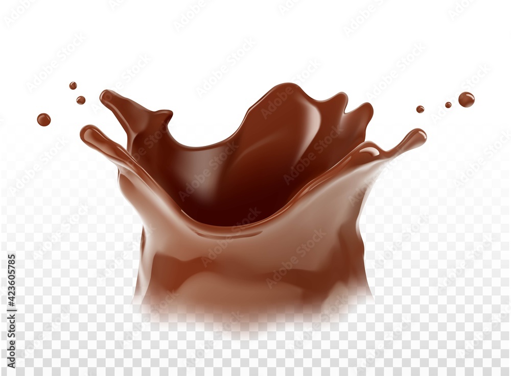 Realistic chocolate corona splash. Vector illustration isolated on ...
