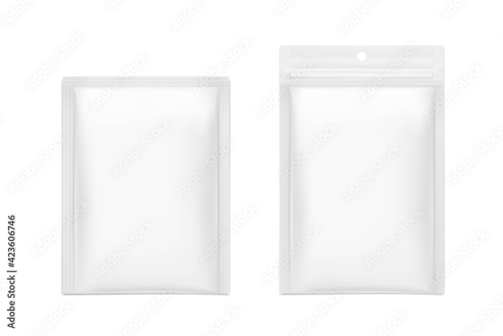 Blank sachet packaging mockup for food, cosmetic and hygien. Vector ...