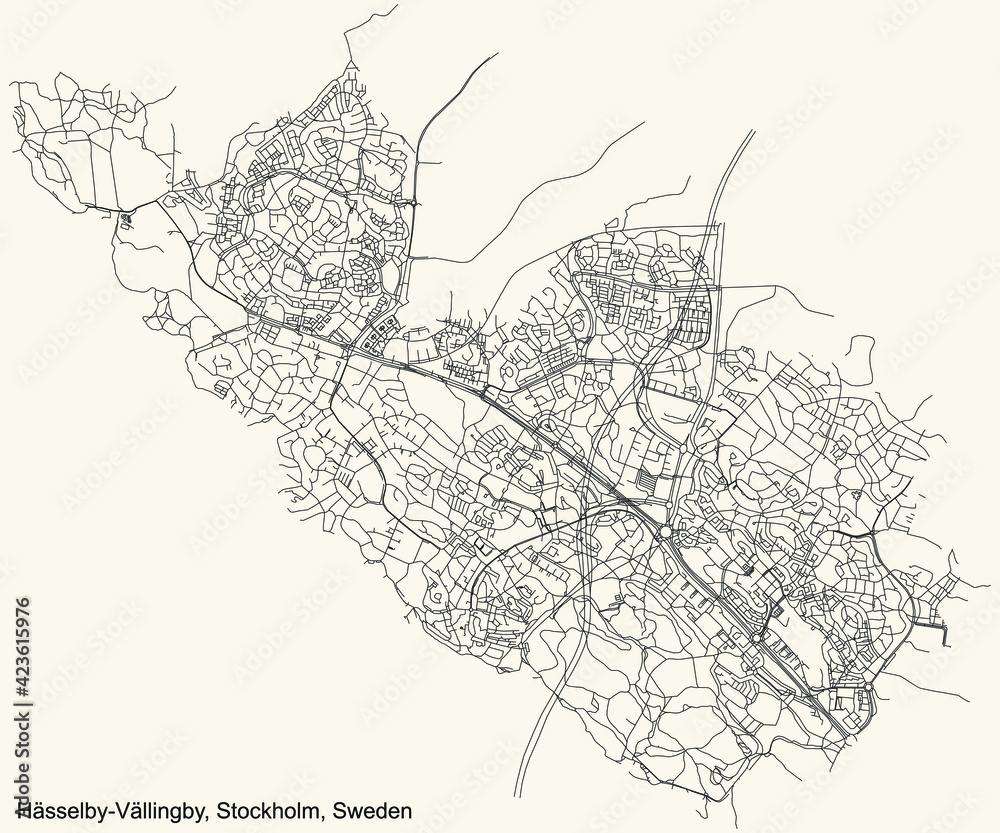 Black simple detailed street roads map on vintage beige background of ...