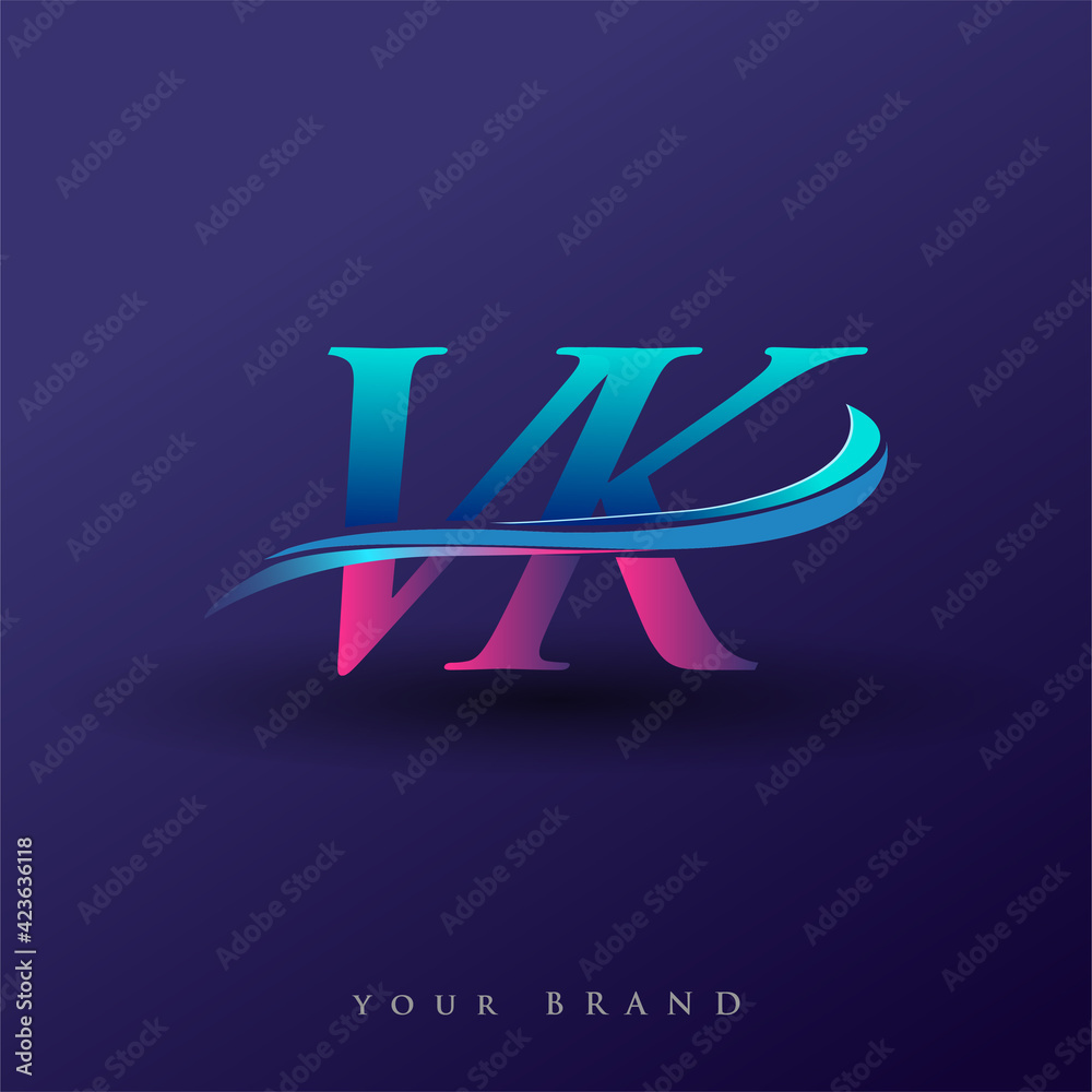 VK initial logo company name colored blue and magenta swoosh design ...