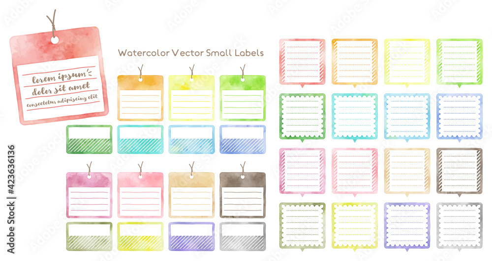 colorful watercolor vector small labels Stock Vector | Adobe Stock