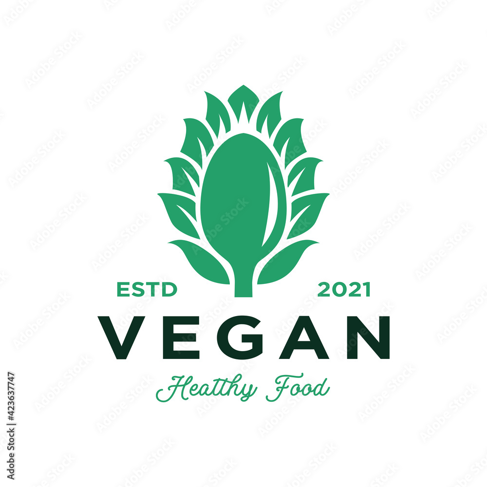 Vegan Restaurant Logo Design Inspiration - Isolated vector Illustration ...