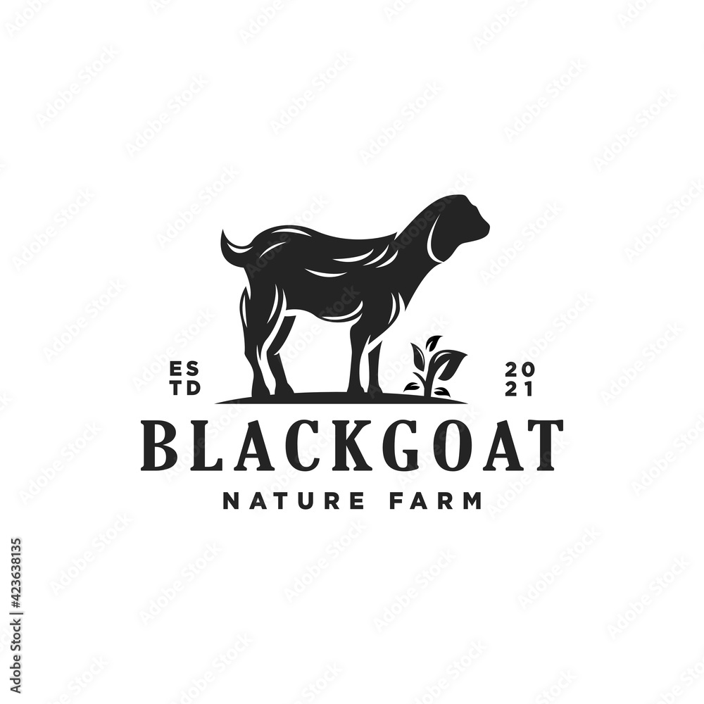 Black Goat Logo Design Inspiration - Isolated vector Illustration on ...