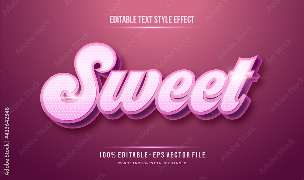 modern stylish pink text style effect, Vector Text Effect Editable ...