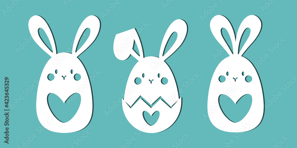 Cute rabbits. Templates for cutting paper, laser cutting and plotter ...
