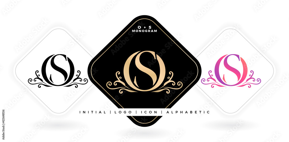 OS initial letter and graphic name, OS Monogram, for Wedding couple ...