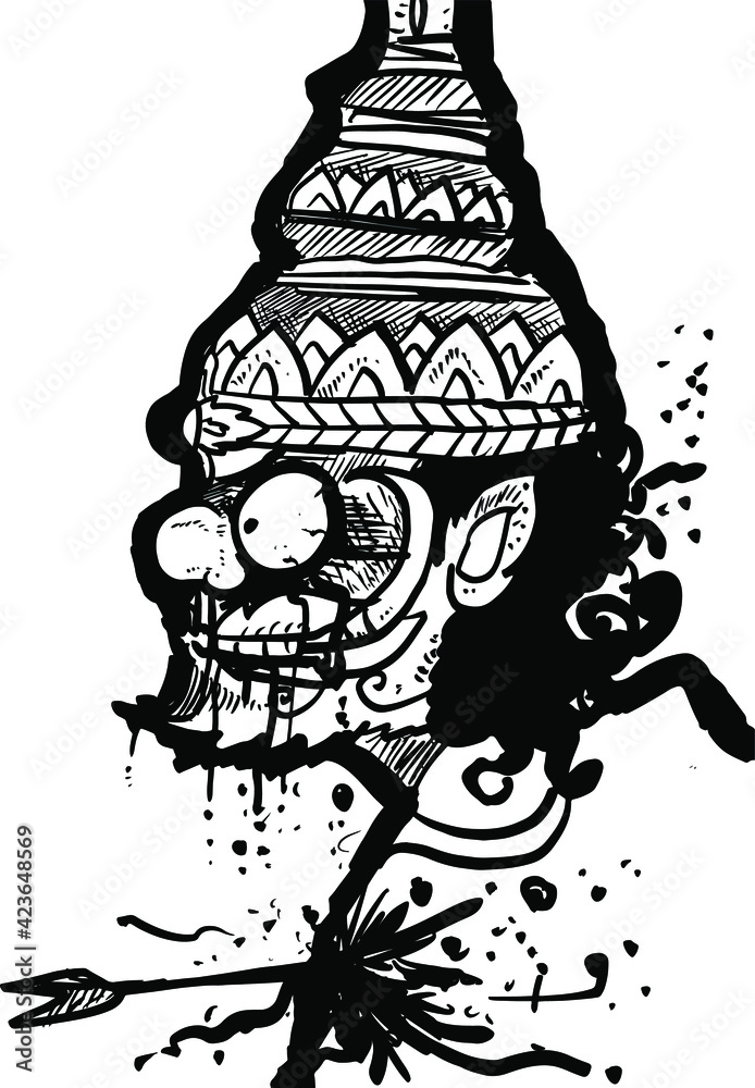 Cartoon drawing of Thai traditional painting or tattoo name is "Tosakan ...