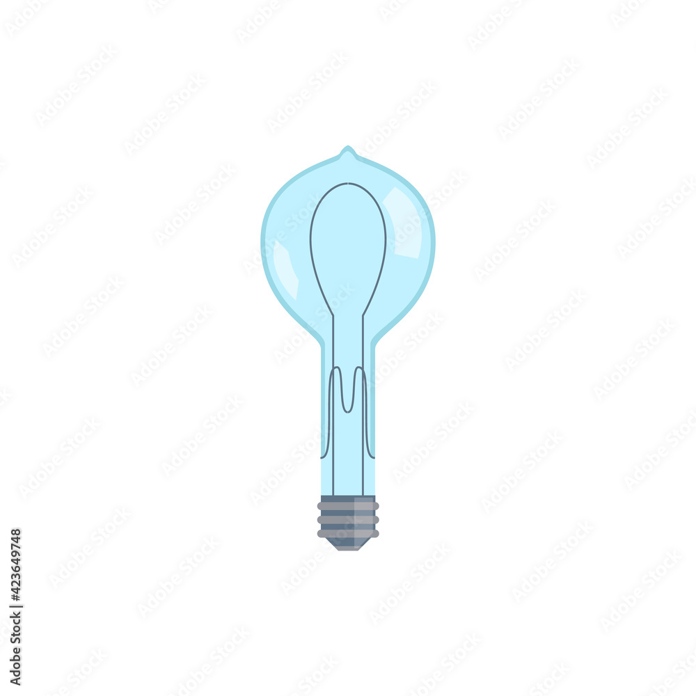 Cartoon icon of blue electric light bulb, flat vector illustration ...