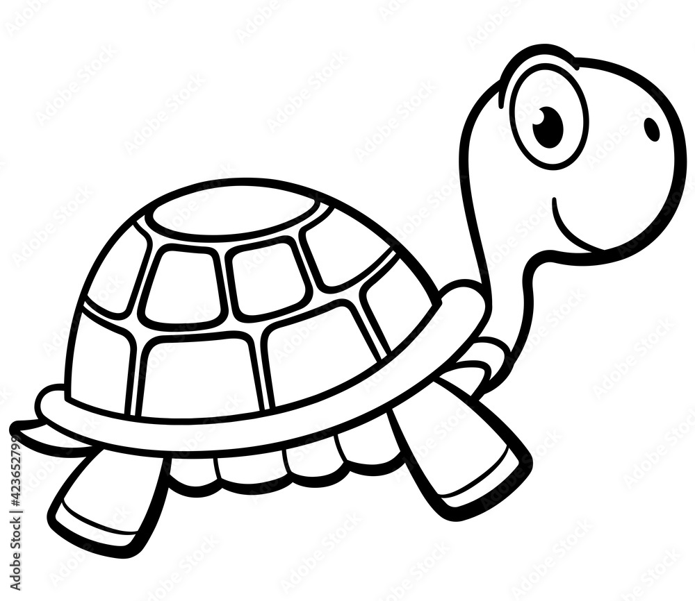 Vector outlined turtle cartoon design Stock Vector | Adobe Stock