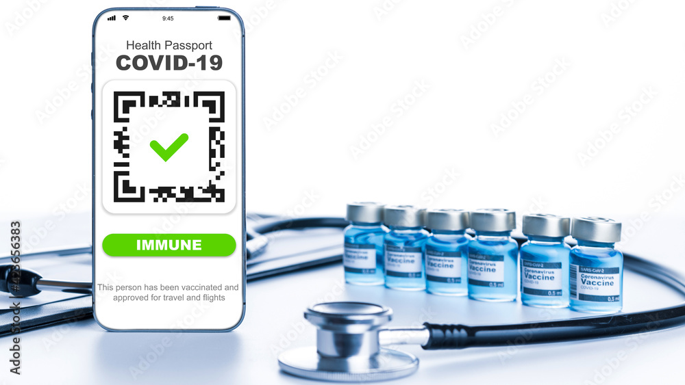 Coronavirus certificate. Medical equipment with Covid immunity passport ...