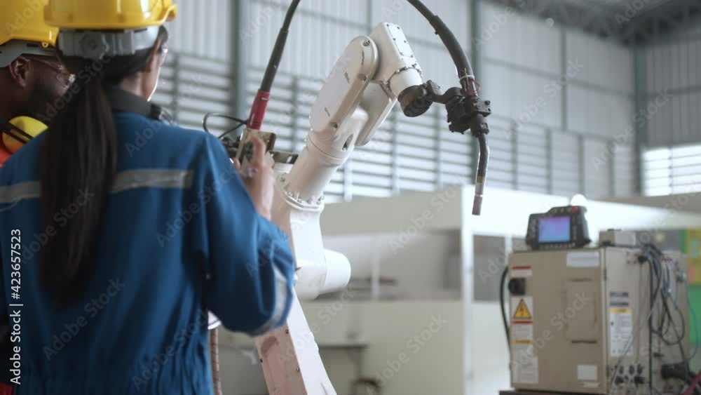 engineer cooperation male and female technician maintenance control ...