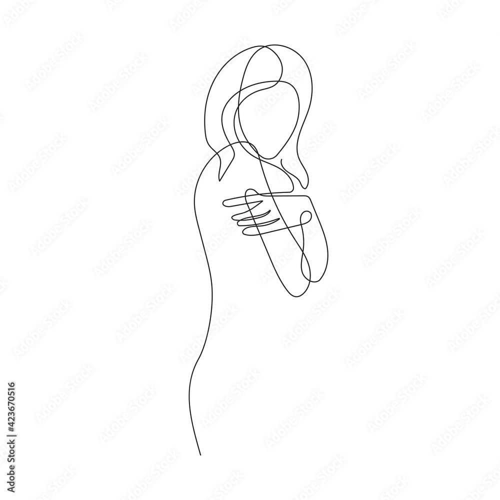 Abstract Line Art of Woman Body. Minimalistic Black Lines Drawing ...