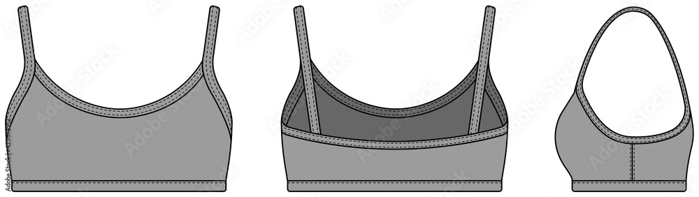 Women’s sports bra template vector illustration ( front, back, side ...