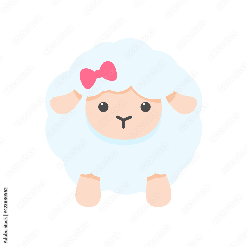 Vector cartoon male and female sheep decorated with bows Cute lambs for ...