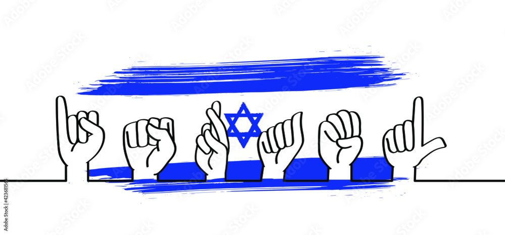 Deaf sign language, slogan Israel. gestures hand, fingerspelling. Flat ...