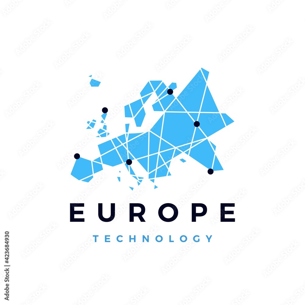 europe technology connection geometric polygonal logo vector icon ...