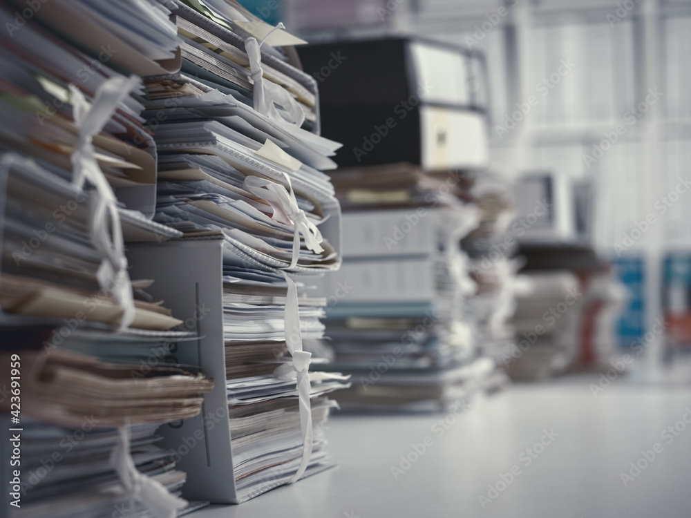 Stacks of paperwork in the office Stock Photo | Adobe Stock