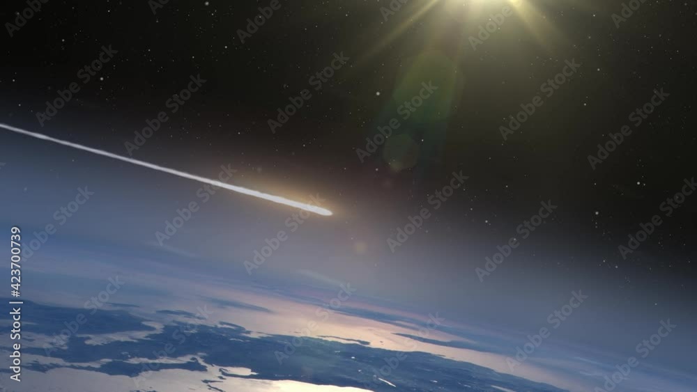 Meteor Asteroid Entering Earth Atmosphere ,Realistic vision of ...