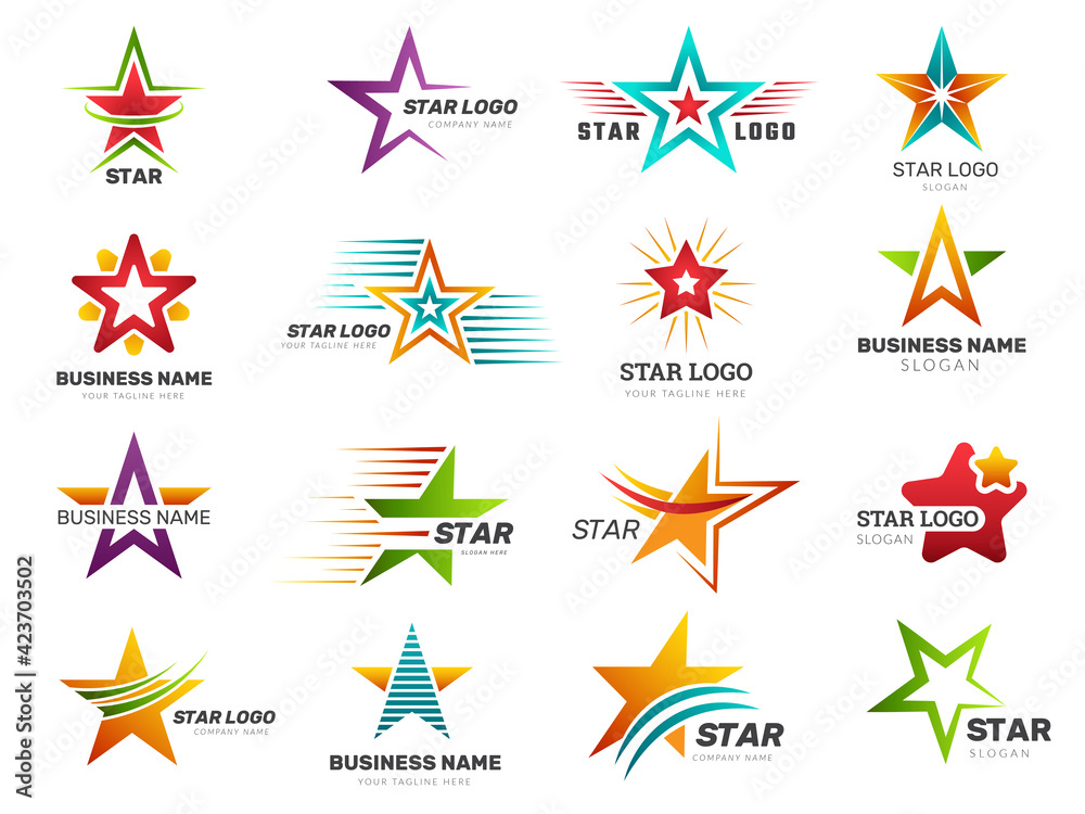 Stylized stars. Colorful rating symbols business logotypes universe ...